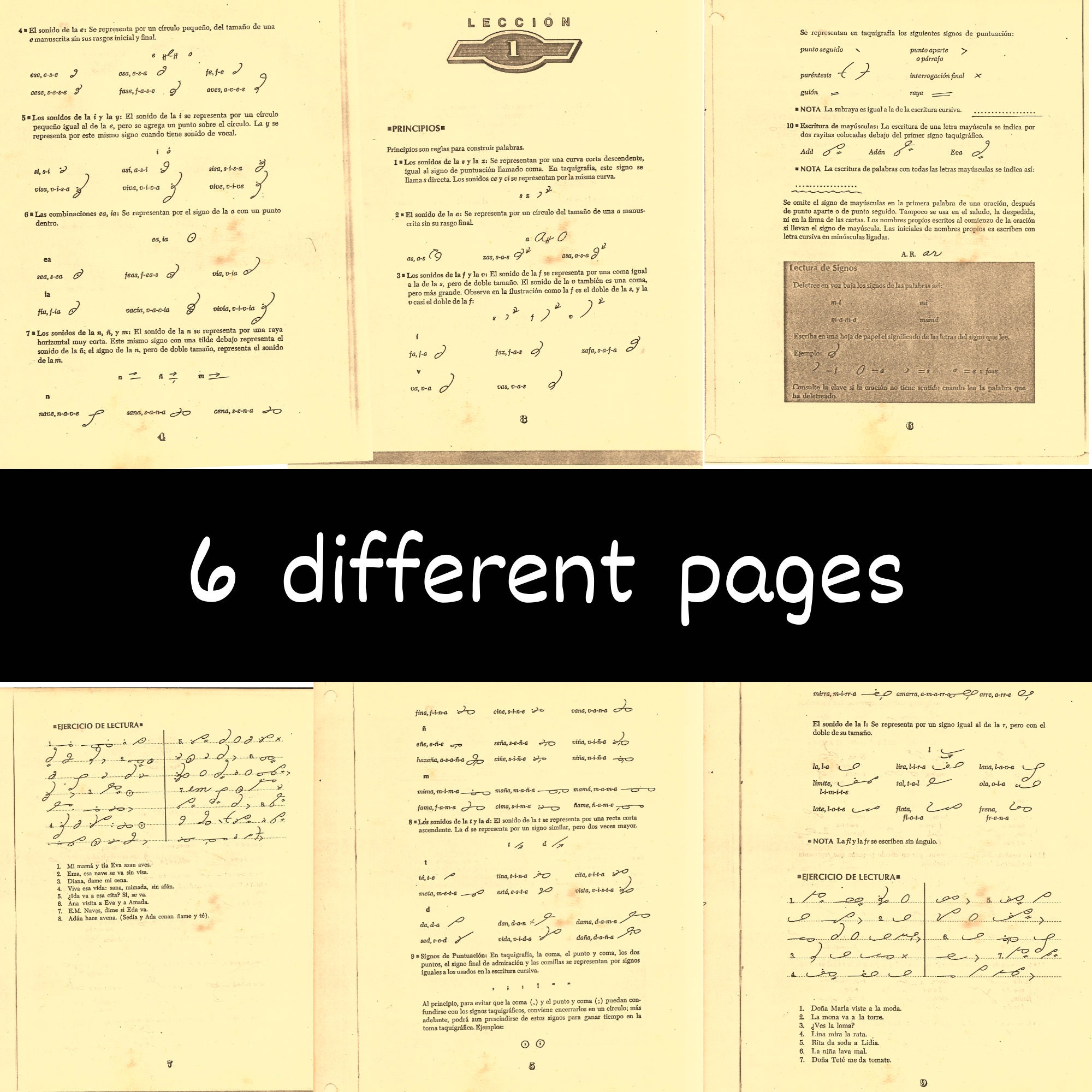 Printable Shorthand Paper, Digital Ephemera, Sepia-colored Sheets, Junk ...