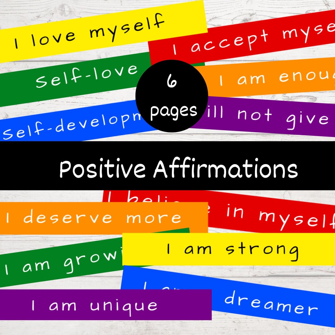 Positive Affirmations: Rainbow Typewriter Words, Journal Embellishments ...
