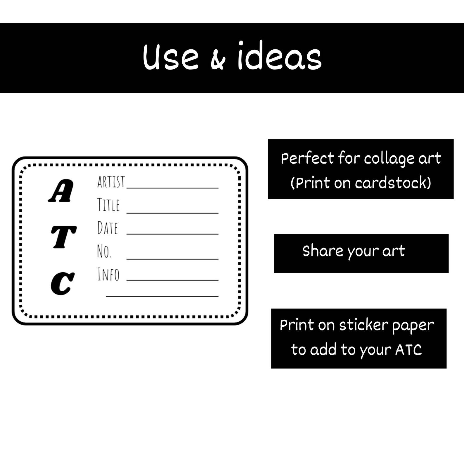Printable ATC Backside: Horizontal Artist Trading Card (PDF) - Etsy