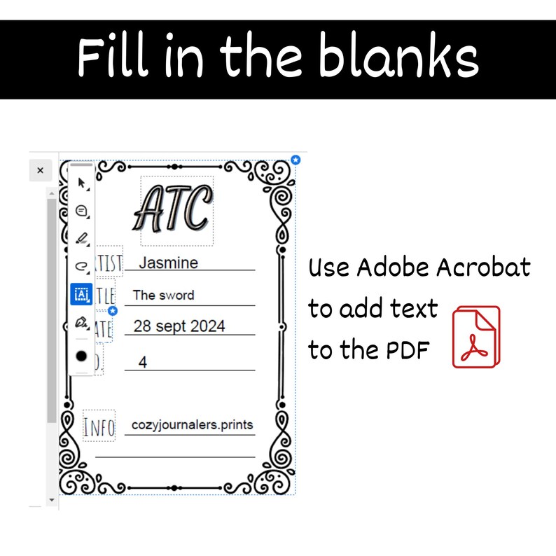Printable ATC Backside: Horizontal Artist Trading Card (PDF) - Etsy