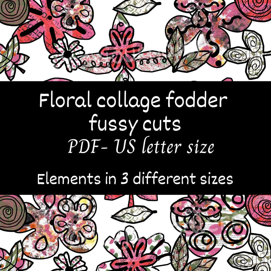 Digital Collage Fodder Fussy Cuts, Printable Floral Cut-outs, Hand ...