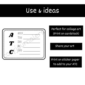 Printable ATC Backside Bundle: Artist Trading Card Stickers (PDF) - Etsy