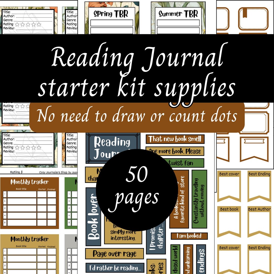 Reading Journal Starter Kit, Book Lovers Journal Supplies, Printable ...