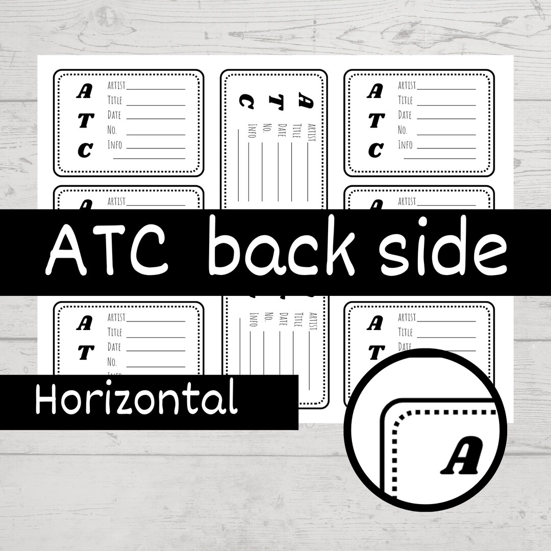 Printable ATC Back Side Horizontal, Digital Frame Card, Art Supplies ...