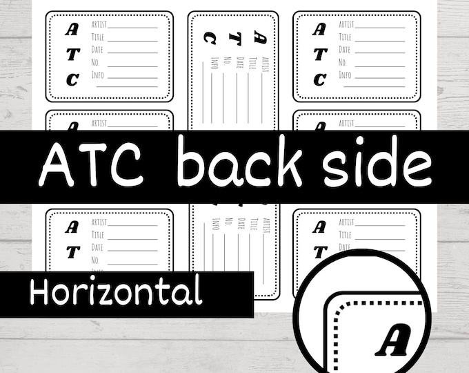 Printable ATC Backside: Horizontal Artist Trading Card (PDF) - Etsy