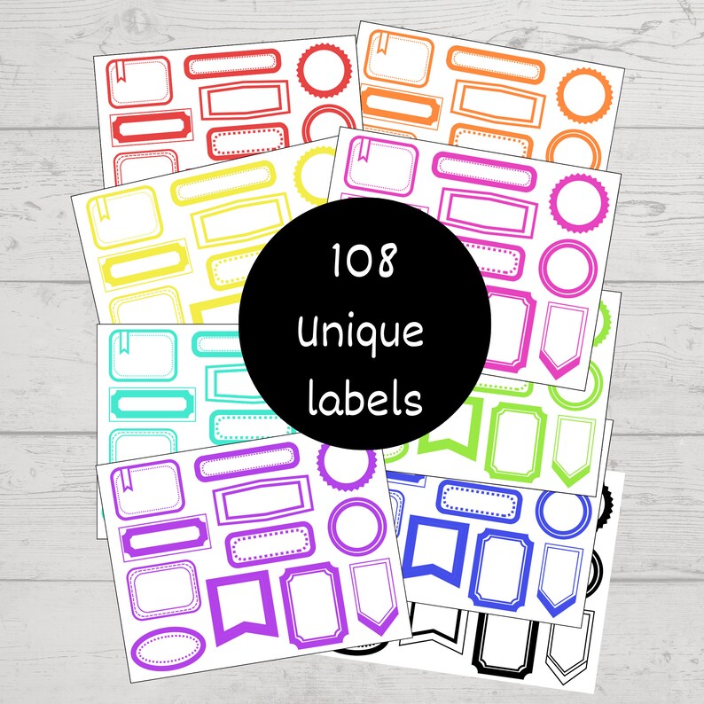 Rainbow Color Labels, Printable Tags, Journal Writing Space, Bright ...