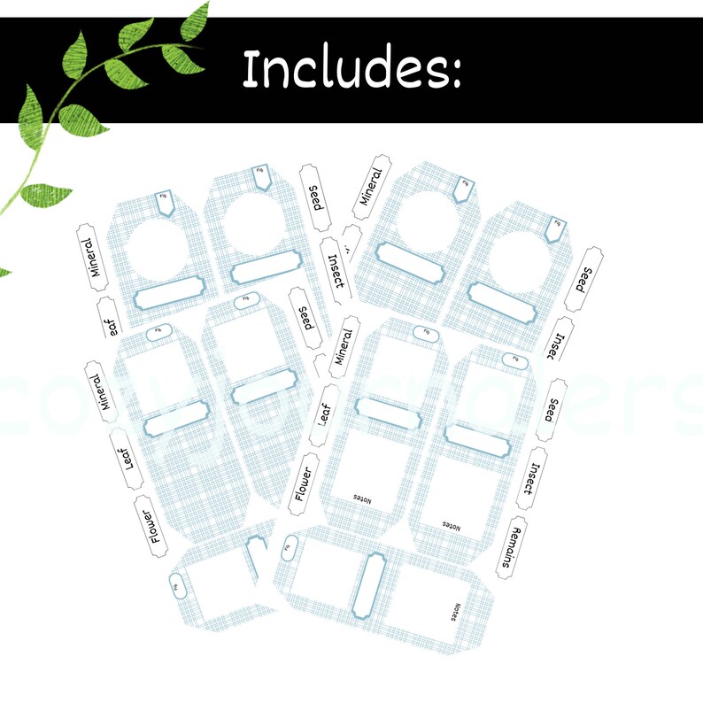 Printable Specimen Card, Botanical Slide Template, Blue Journal Card ...