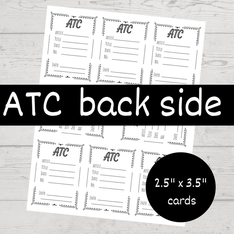 Printable ATC Back Side, Digital Frame Card, Art Supplies, Paper Crafts ...