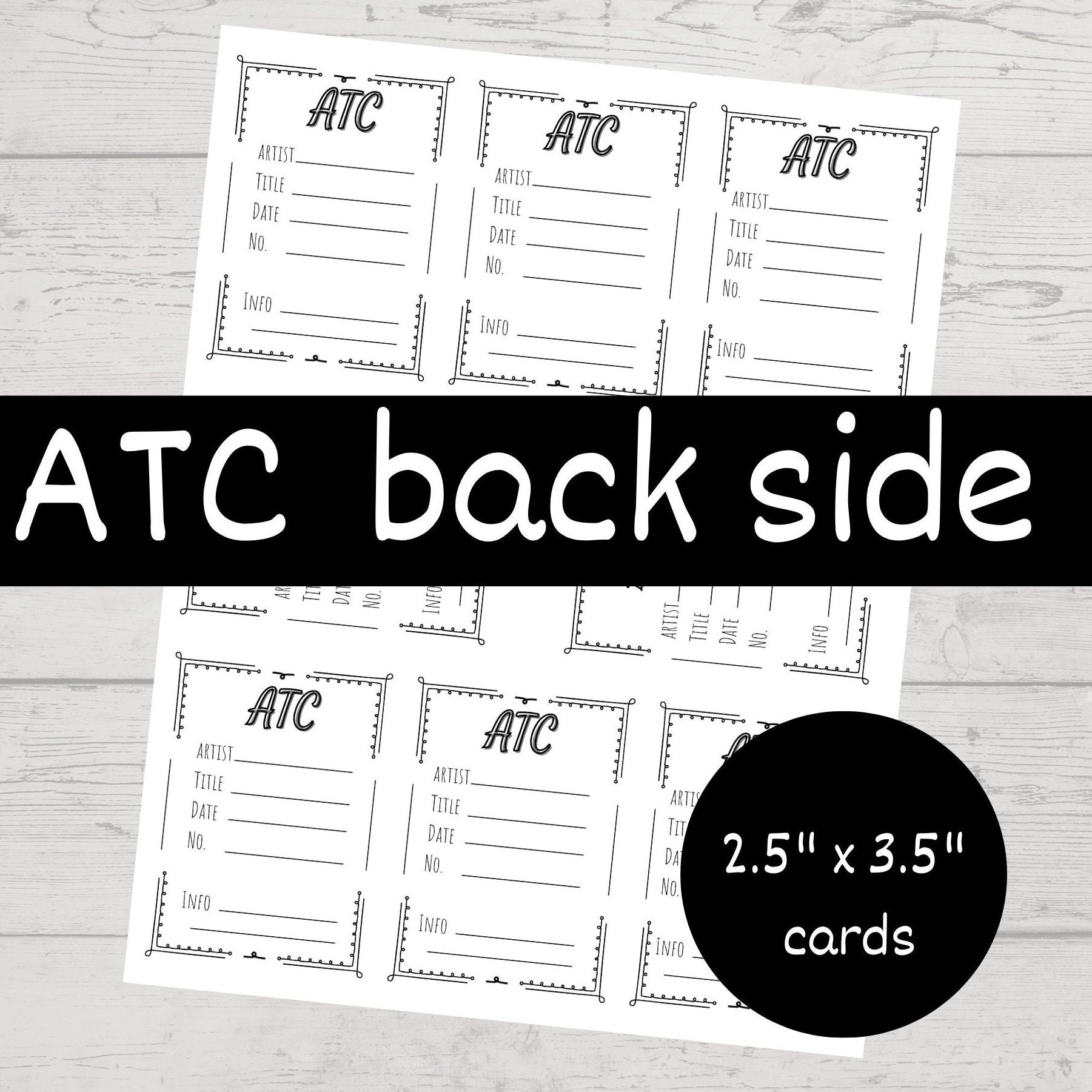Printable ATC Back Side, Digital Frame Card, Art Supplies, Paper Crafts ...