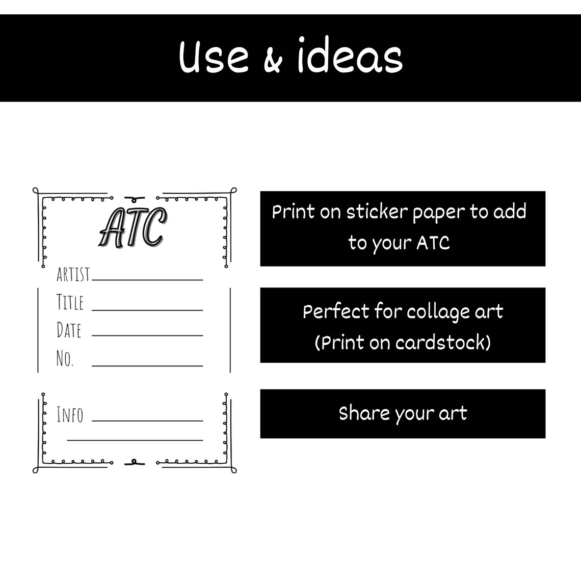 Printable ATC Back Side, Digital Frame Card, Art Supplies, Paper Crafts ...
