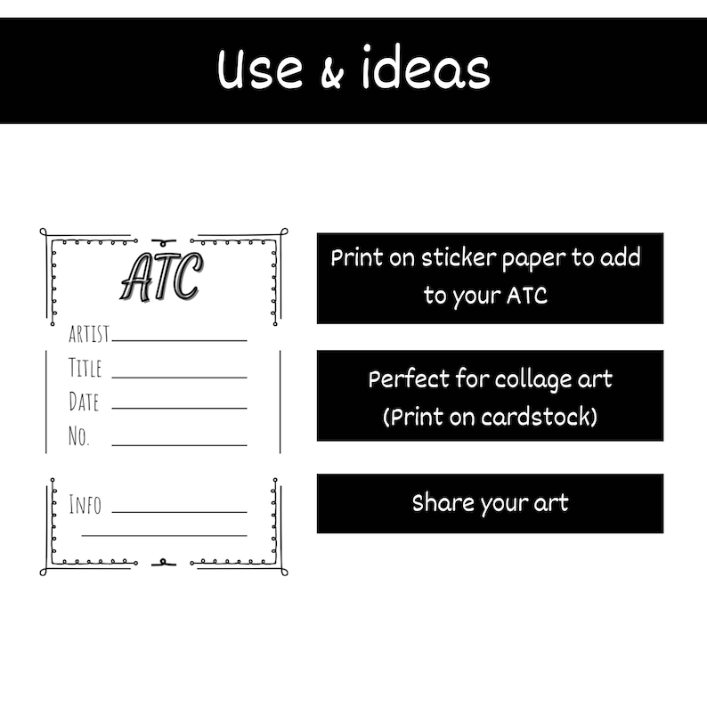 Printable ATC Back Side, Digital Frame Card, Art Supplies, Paper Crafts ...