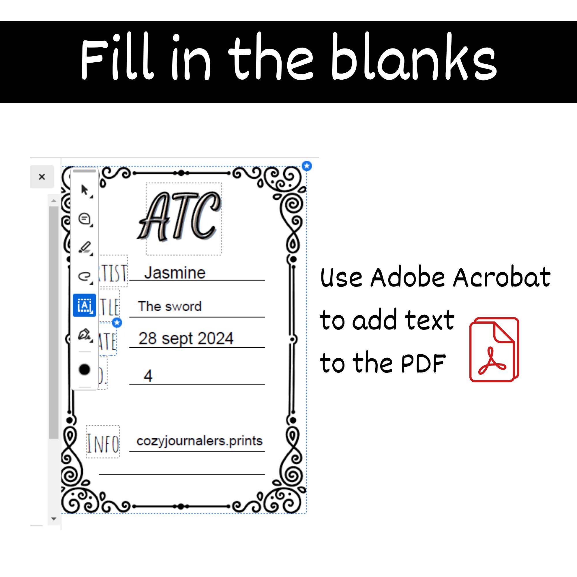 Printable ATC Back Side, Digital Frame Card, Art Supplies, Paper Crafts ...