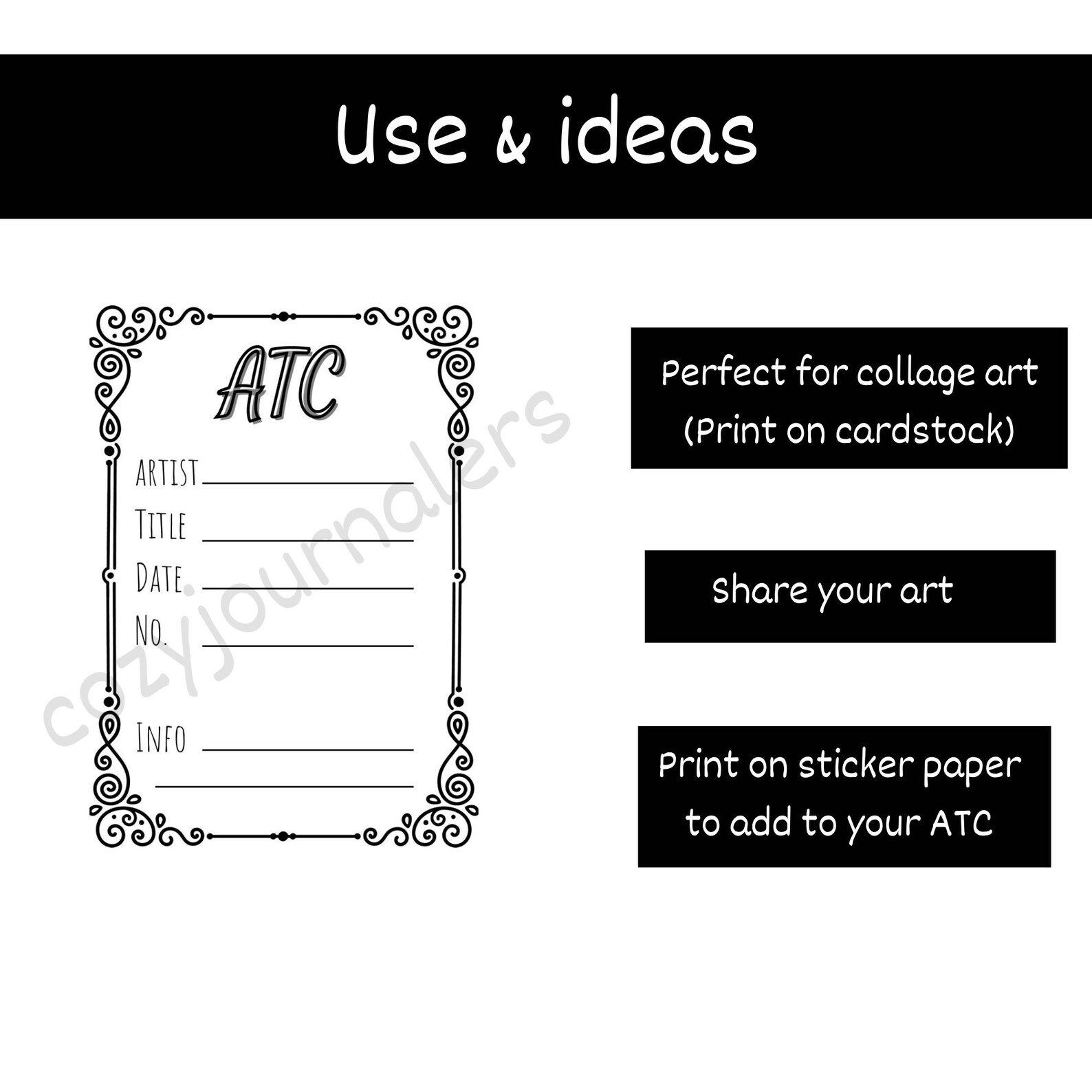 Printable ATC Backs Bundle: Vertical Artist Trading Cards (PDF) - Etsy