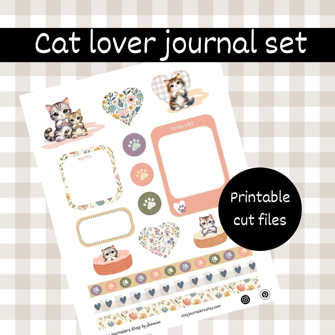 Cat Lover Journaling Set ,cut Files for Bujo, Printable Stickers ...