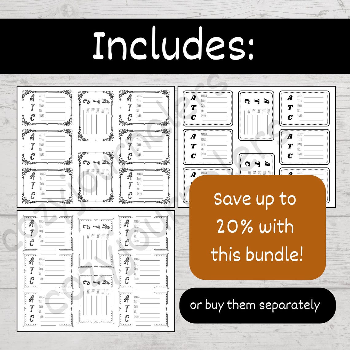 Printable ATC Backside Bundle: Artist Trading Card Stickers (PDF) - Etsy