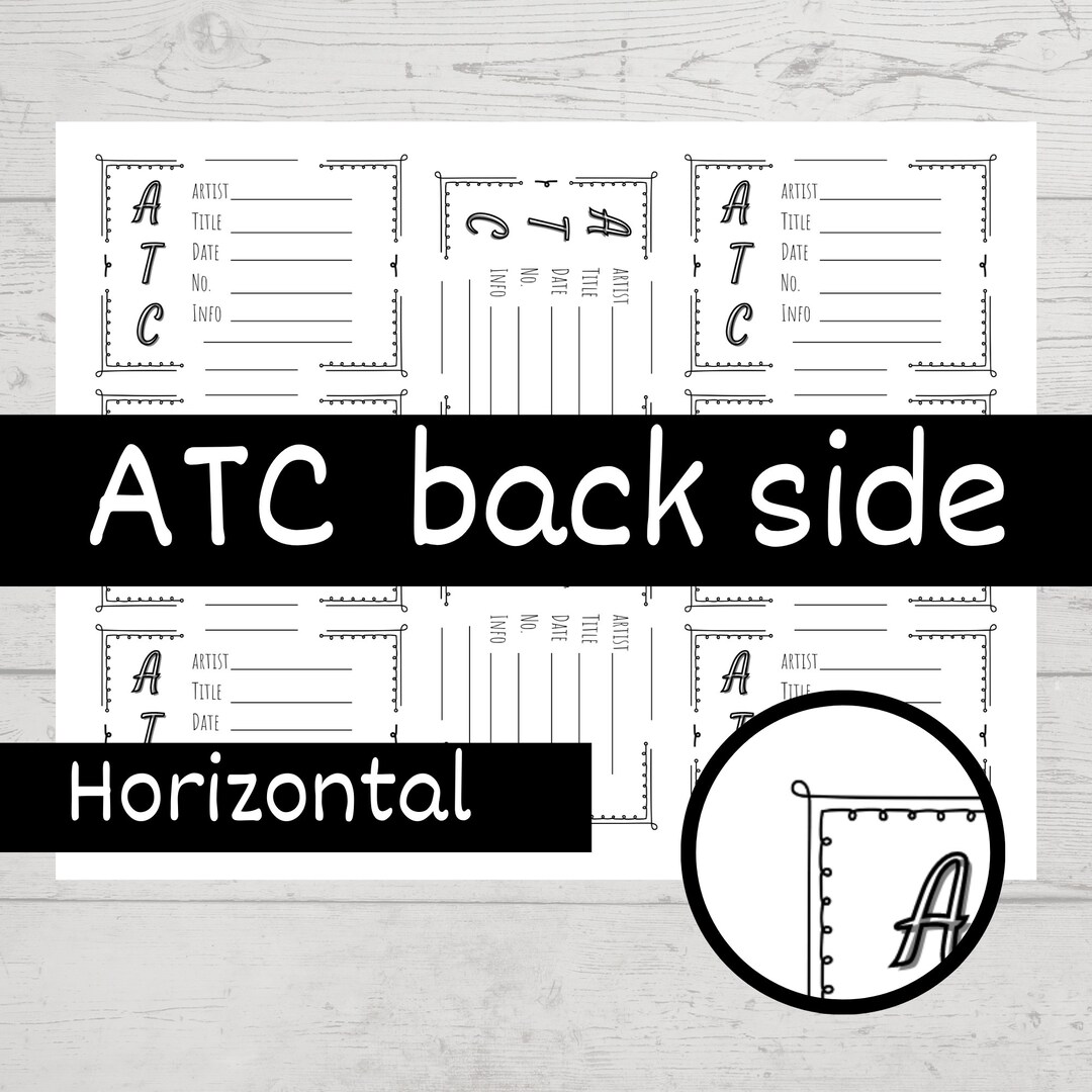 Printable ATC Backside: Horizontal Artist Trading Card (PDF) - Etsy