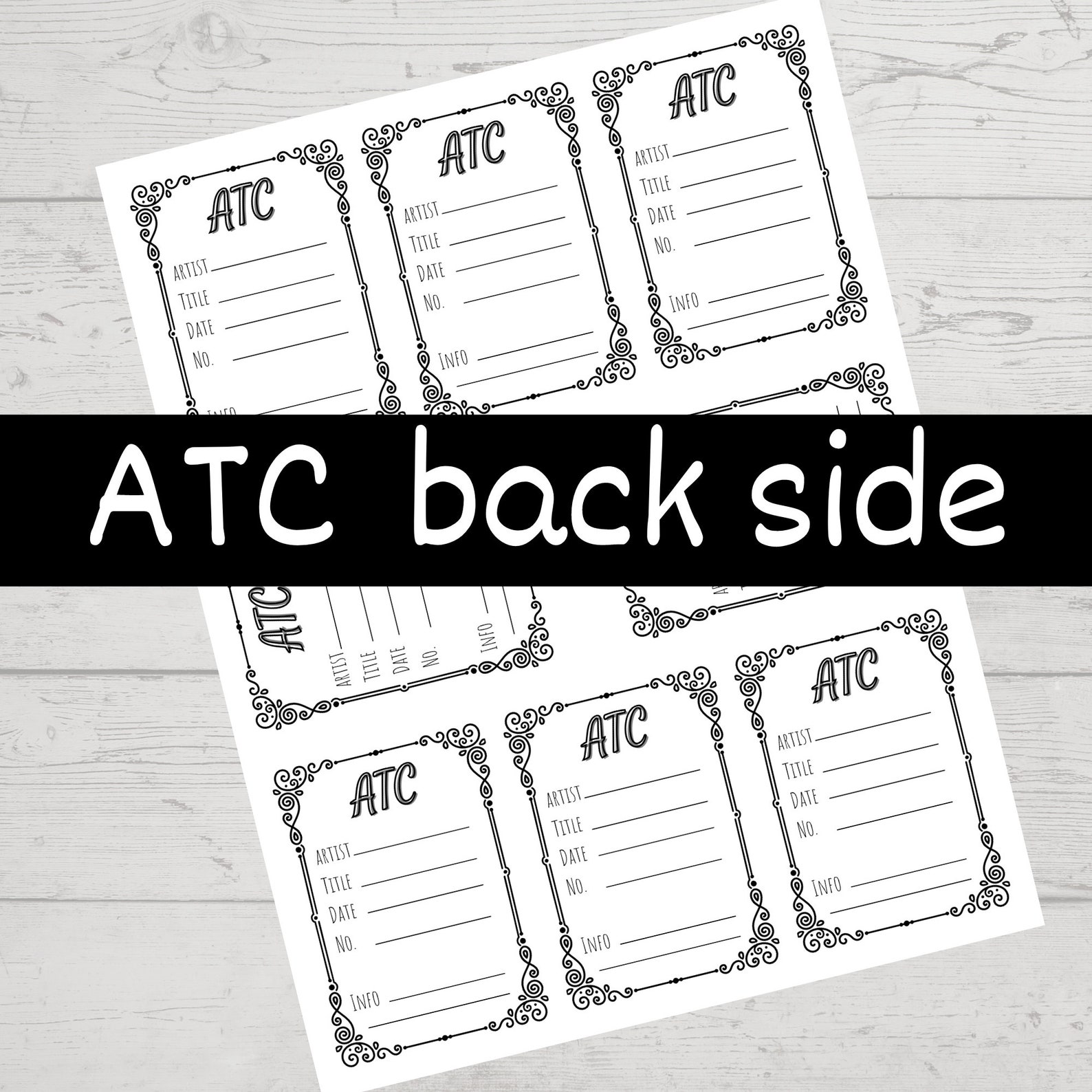 Printable ATC Back Side, Digital Frame Card, Art Supplies, Paper Crafts ...