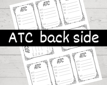 Printable ATC Back Side, Digital Frame Card, Art Supplies, Paper Crafts ...