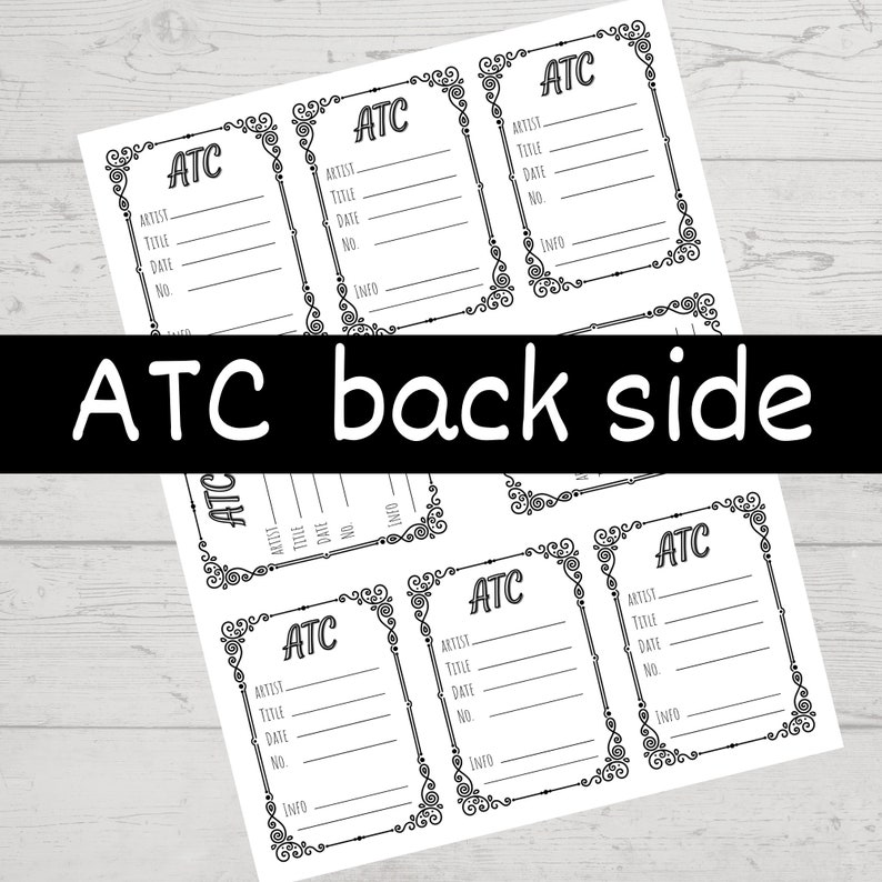 Printable ATC Back Side, Digital Frame Card, Art Supplies, Paper Crafts ...