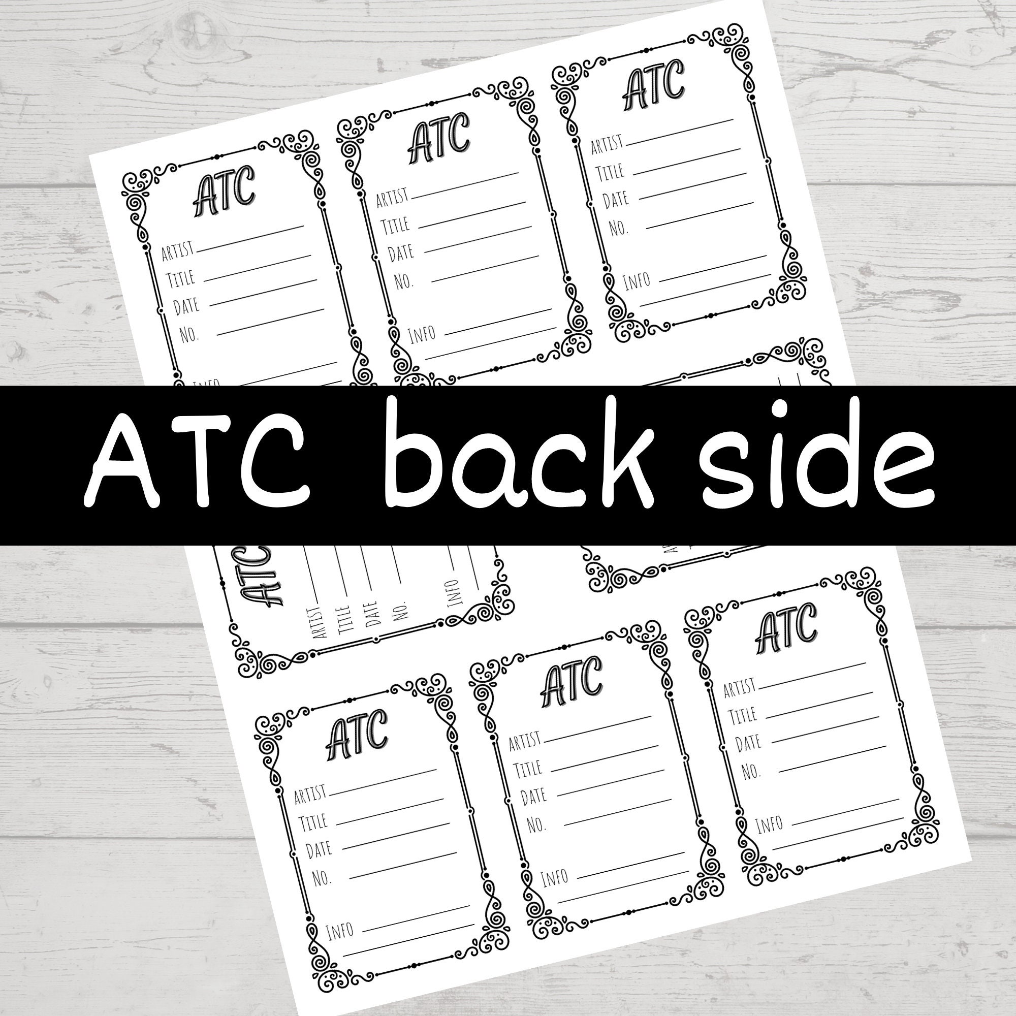 Printable ATC Back Side, Digital Frame Card, Art Supplies, Paper Crafts ...