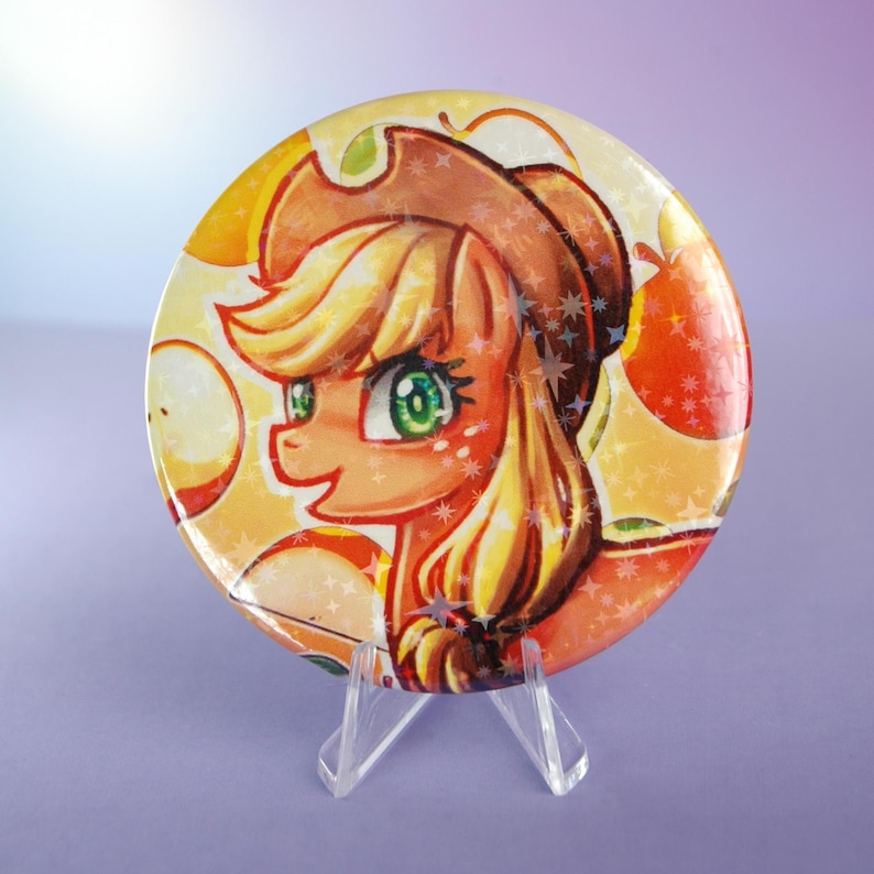 Apple Jack – MLP | Anime Collector Button Pin 59mm – Holographic Stars ...