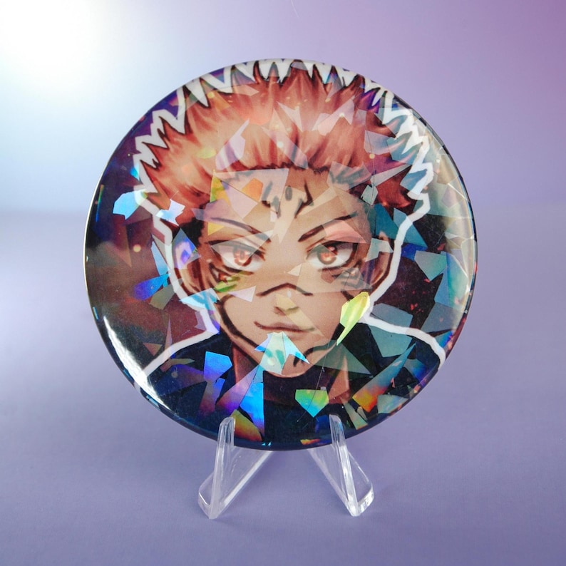 Ryomen Sukuna - JJK | Anime Button Pin 59mm – Holographic "broken Glass ...
