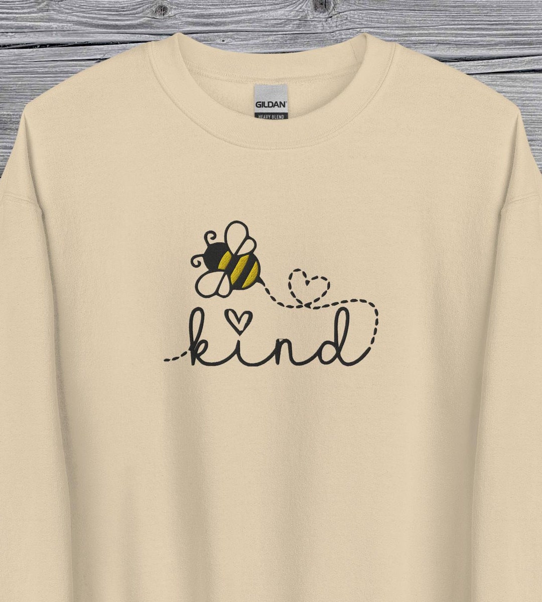 Embroidered Bee Kind Sweatshirt, Cute Embroidered Sweatshirt ...