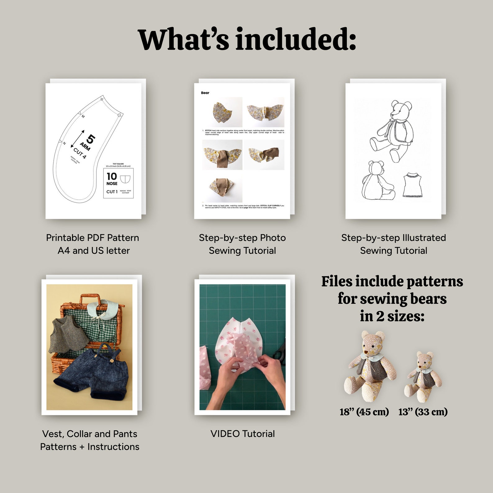 Simplicity A2115 Pattern Memory Bear Pattern Plush Sewing Pattern ...