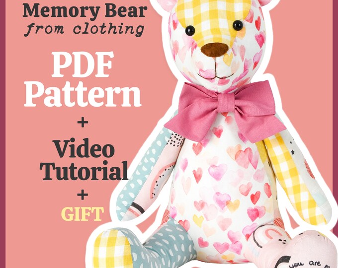 Memory Bear Pattern Easy 14" Clothes for Bear Sewing Pattern Simple Bear Pattern Sewing Pattern ...
