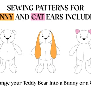 Teddy Bear Pattern, Bunny Sewing Pattern, VIDEO Tutorial, Rabbit ...