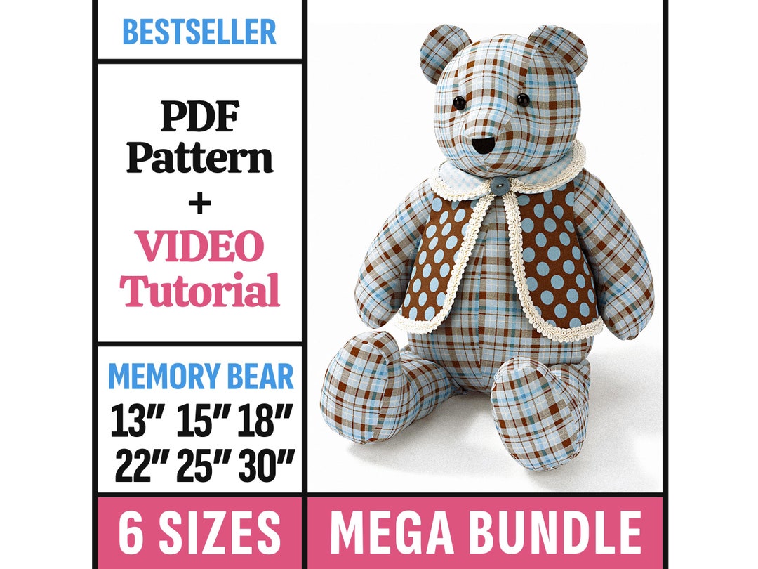 Memory Bear Pattern + Sewing Tutorial MEGA BUNDLE 6 Sizes - Etsy