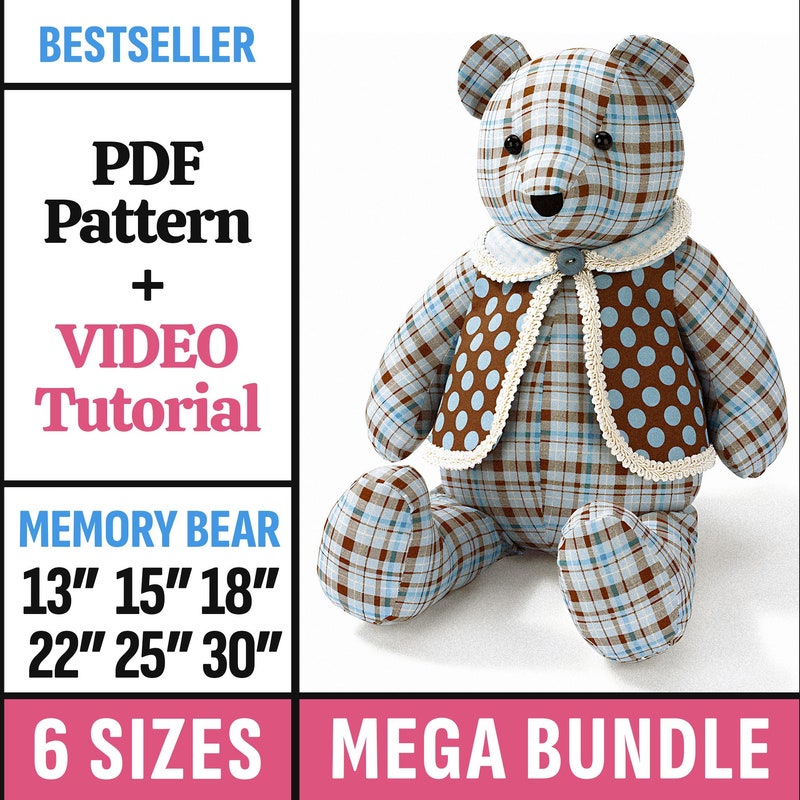25cm Bear Pattern - Etsy UK