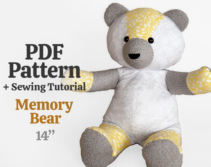 Memory Bear Pattern Easy 14" Clothes for Bear Sewing Pattern Simple ...