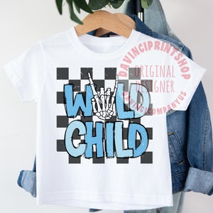 Wild Child Checkered Sublimation File Kids Sublimation Boy - Etsy
