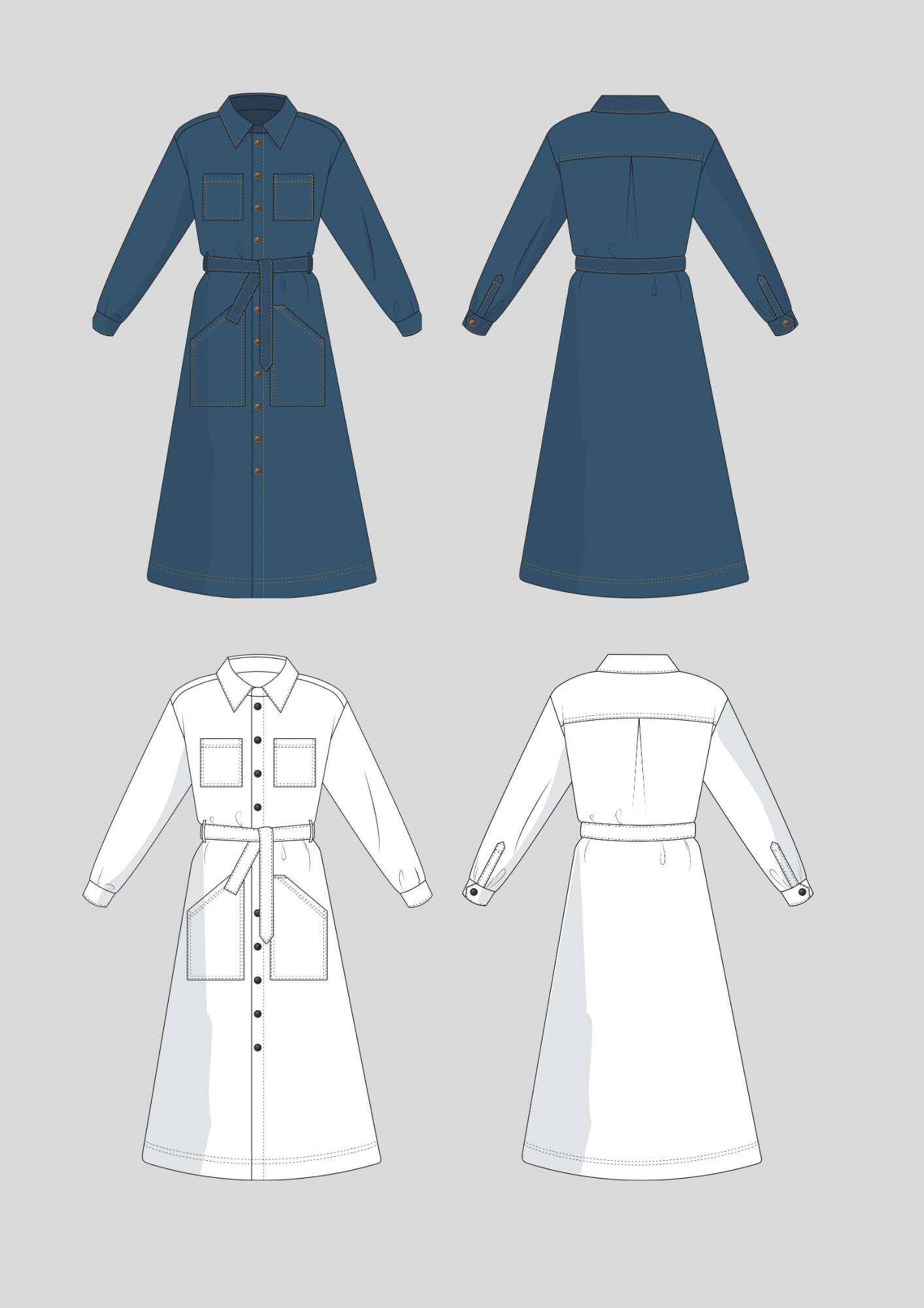 Christy Shirt Dress PDF Sewing Pattern With Sewing Tutorial - Etsy