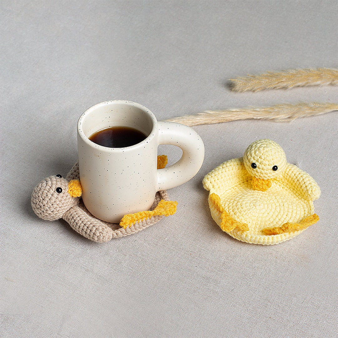 Duck Gift Crochet Mini Duck Coaster Handmade Duck - Etsy