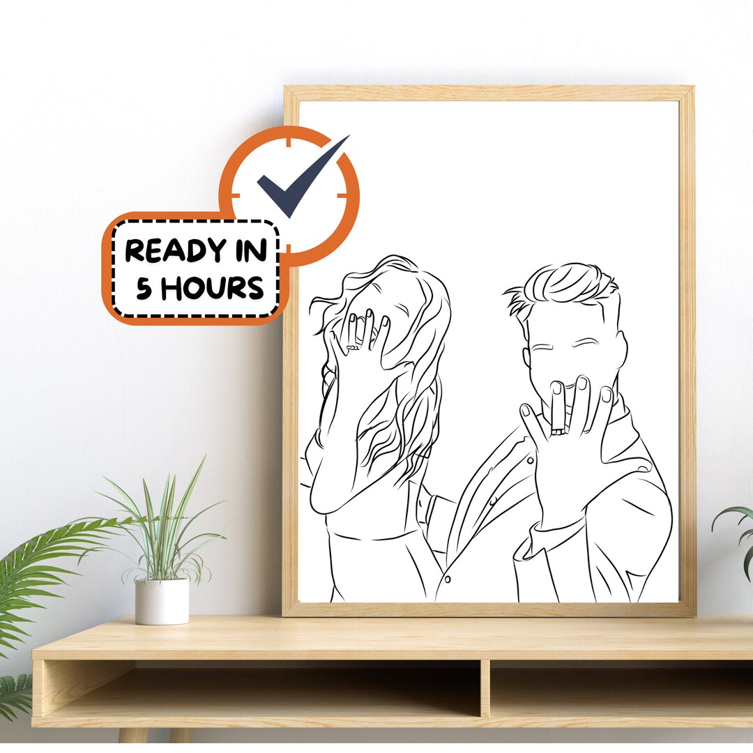 Wedding Custom Line Drawing Portraits Single Line Art Gifts - Etsy
