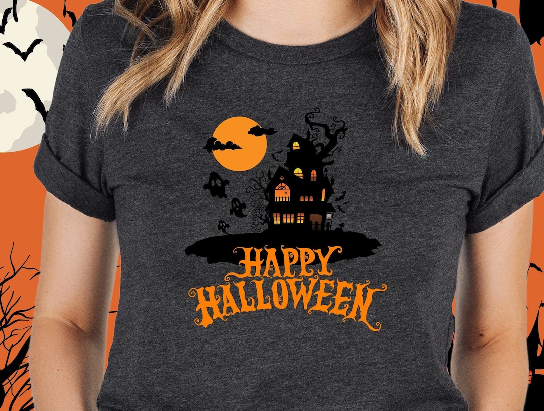 Halloween Scary Haunted House T-shirt - Spooky Bats Tshirt - Creepy ...