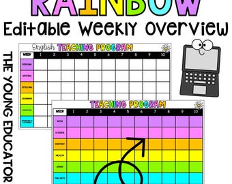 RAINBOW CUTIE Editable Term Curriculum Overview / Teacher Organisation ...