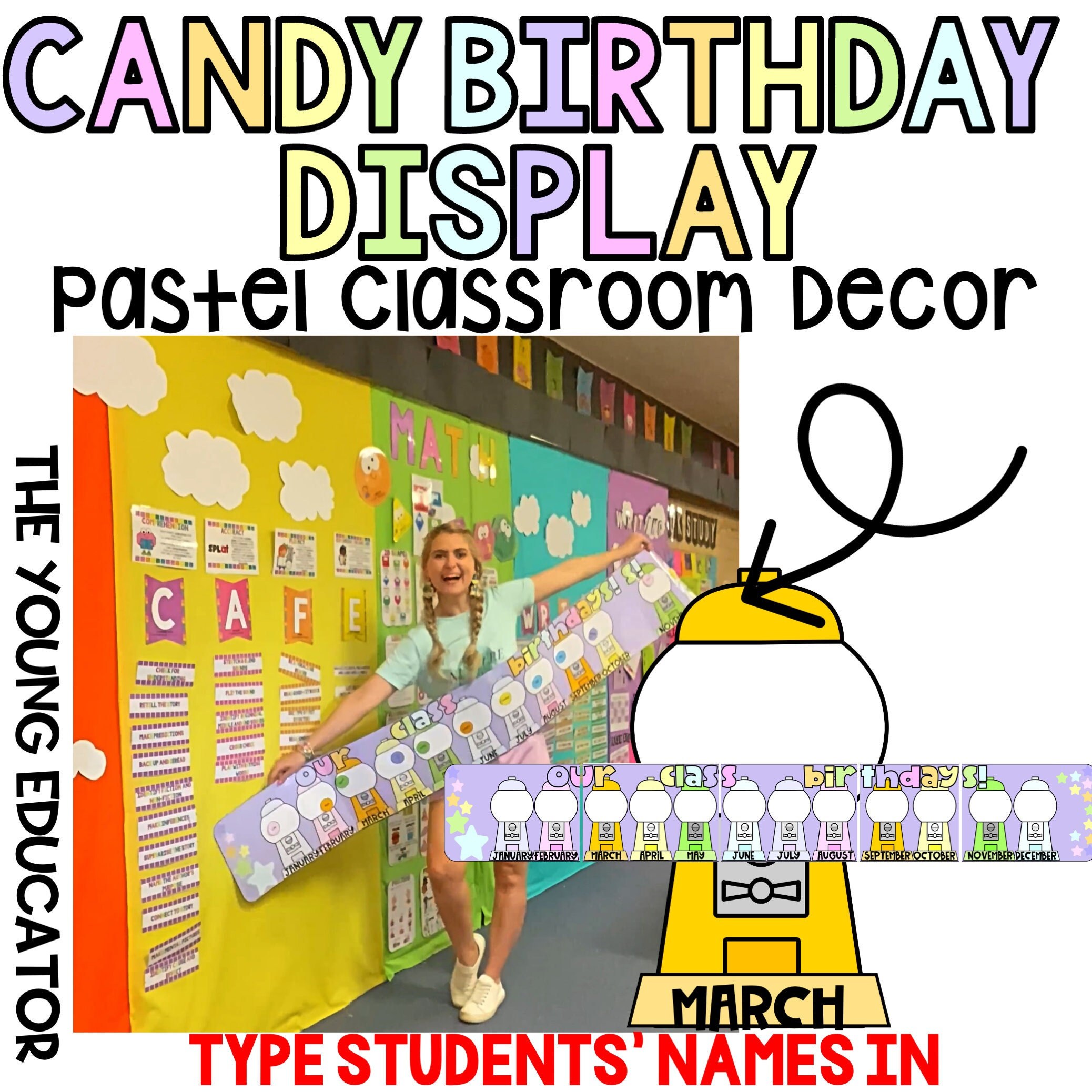 PASTEL CANDY BIRTHDAY Display classroom Decor - Etsy