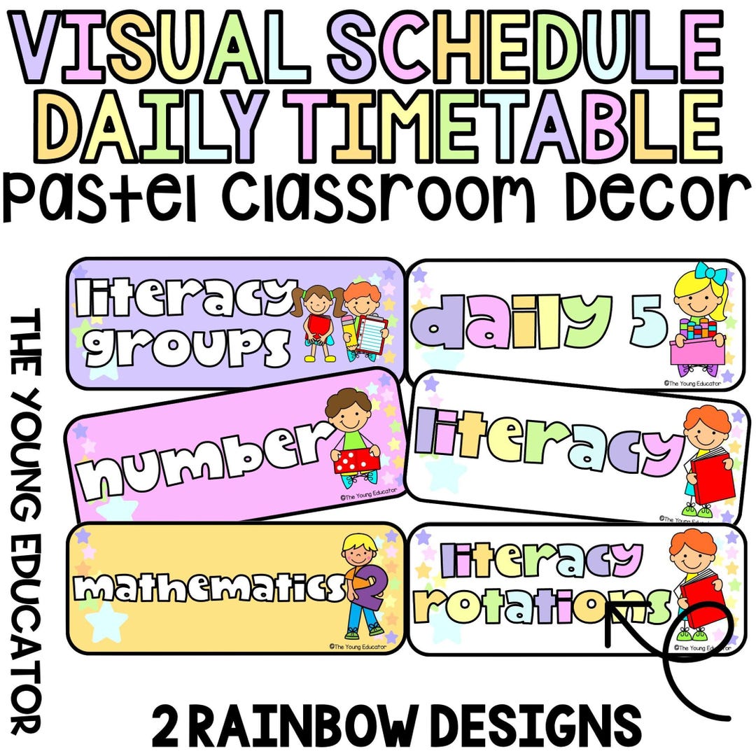 PASTEL RAINBOW Visual Timetable Schedule / Classroom Decor - Etsy