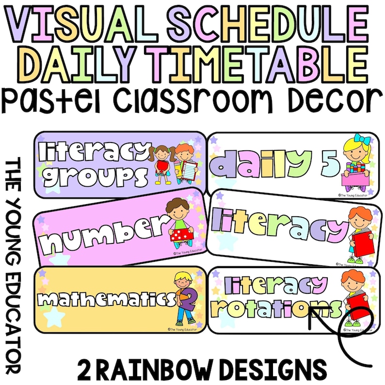 PASTEL RAINBOW Visual Timetable Schedule / Classroom Decor - Etsy Australia