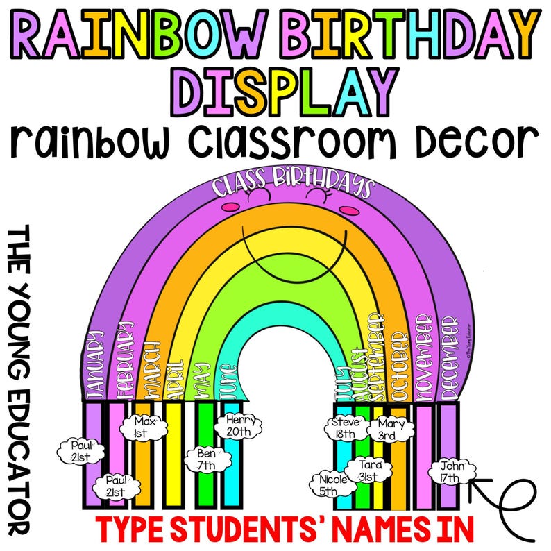 RAINBOW BIRTHDAY DISPLAY *classroom Decor* - Etsy