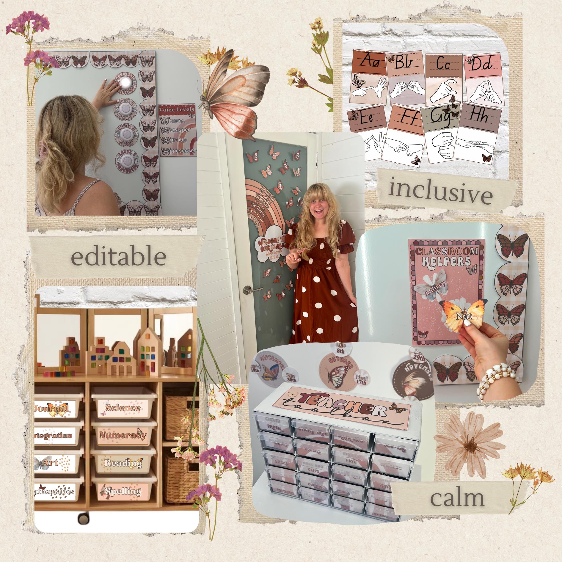 Boho Butterfly Classroom Decor Ultimate Bundle | Neutral Editable Theme ...