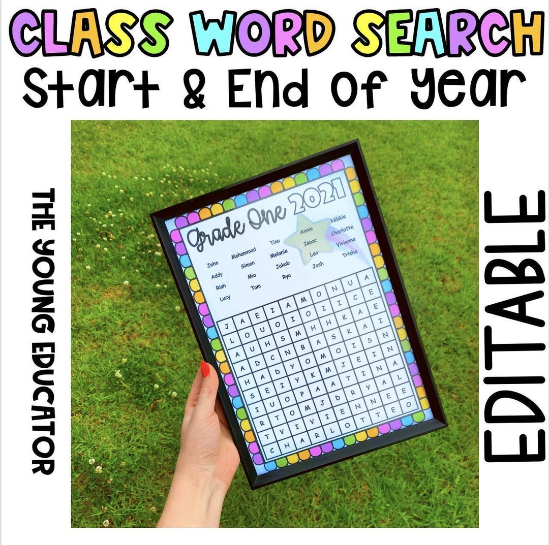 2024 Editable Class Word Search *back to School & End of Year* Gift ...