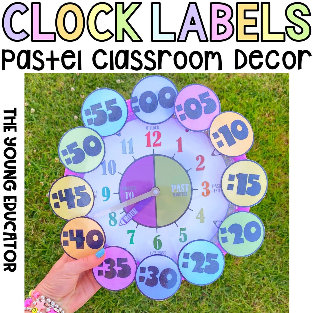 PASTEL RAINBOW CLOCK Intervals 12 and 24 Digital Time - Etsy