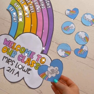 Rainbow Classroom Door Display Word of Affirmation - Etsy