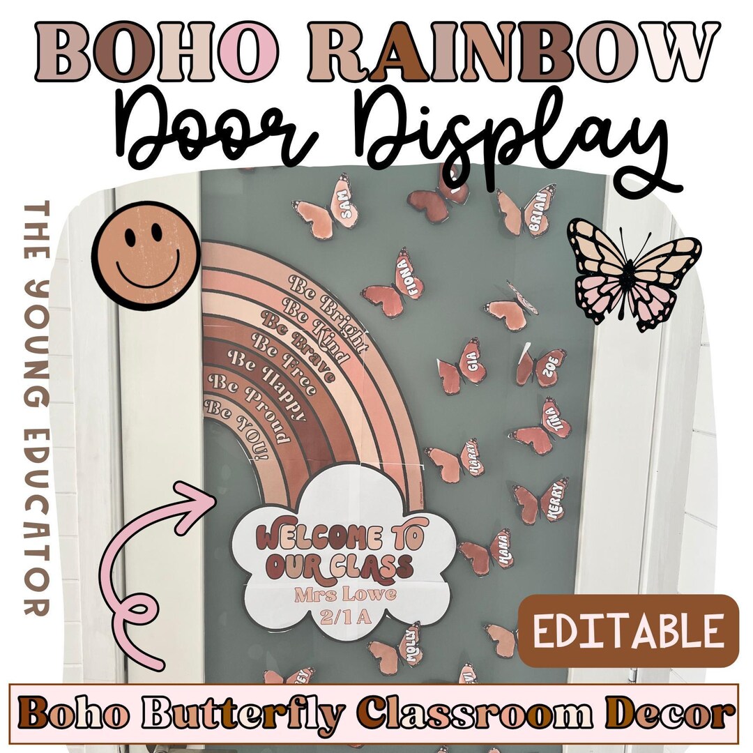 Editable BOHO RAINBOW DOOR Display - Words of Affirmation | Boho ...