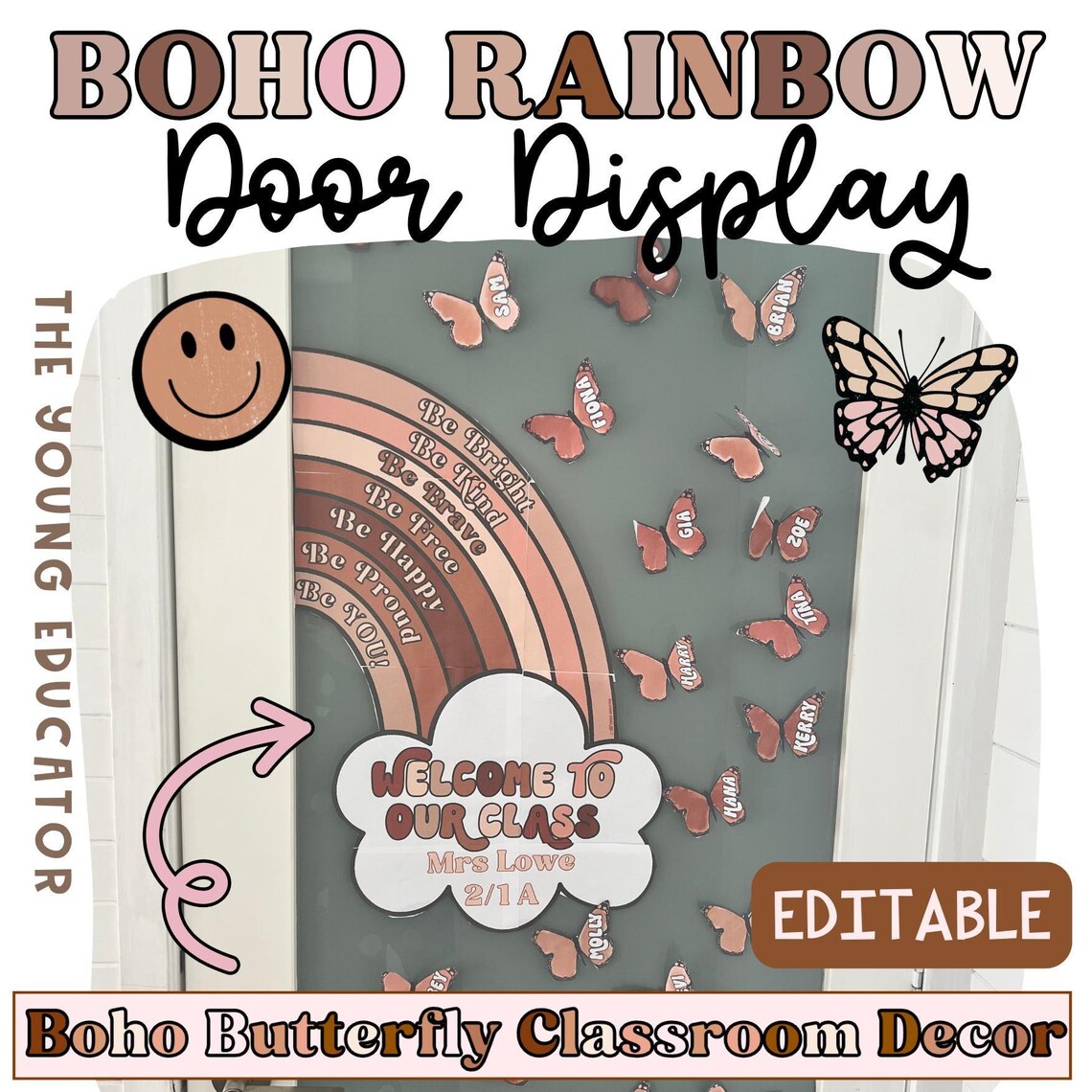 Editable BOHO RAINBOW DOOR Display - Words of Affirmation | Boho ...