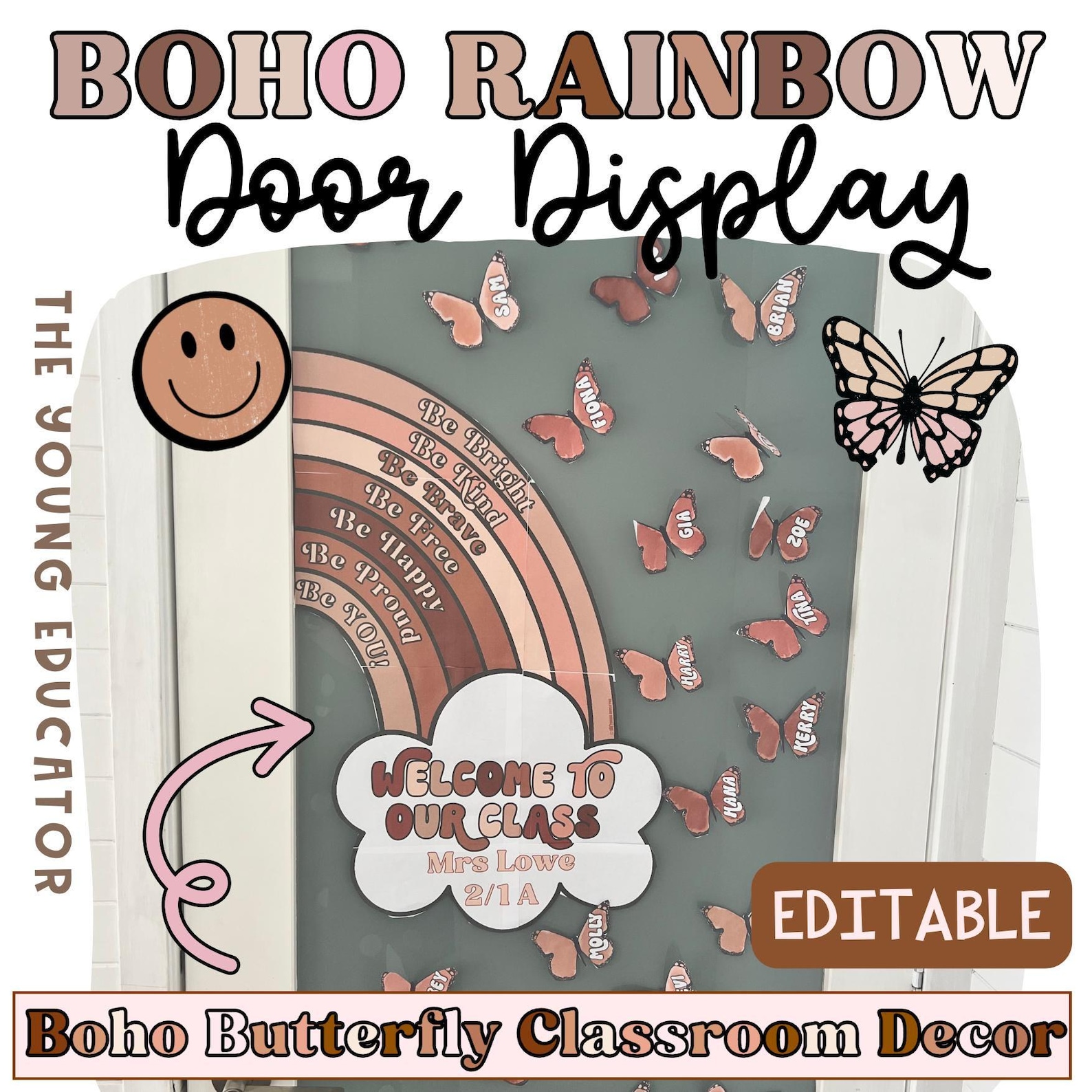 Editable BOHO RAINBOW DOOR Display - Words of Affirmation | Boho ...